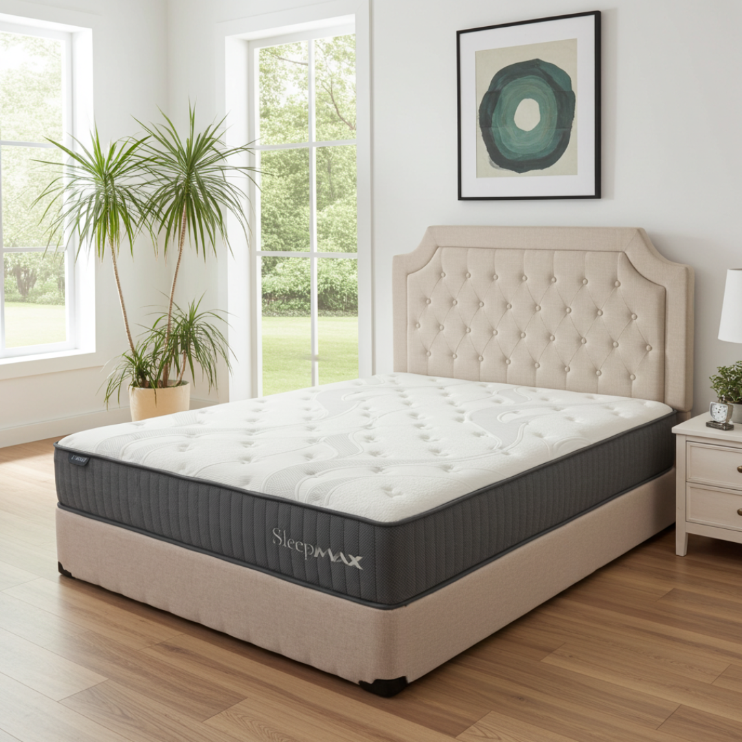 Queen Bed With Sleepmax X-firm Mattress – Mana Furnitures